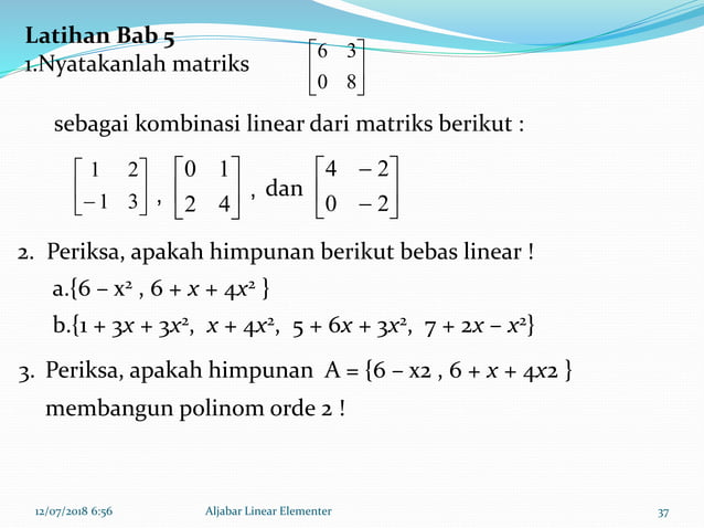 Ruang Vektor ( Aljabar Linear Elementer ) | PPTX