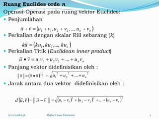 Ruang Vektor ( Aljabar Linear Elementer ) | PPTX