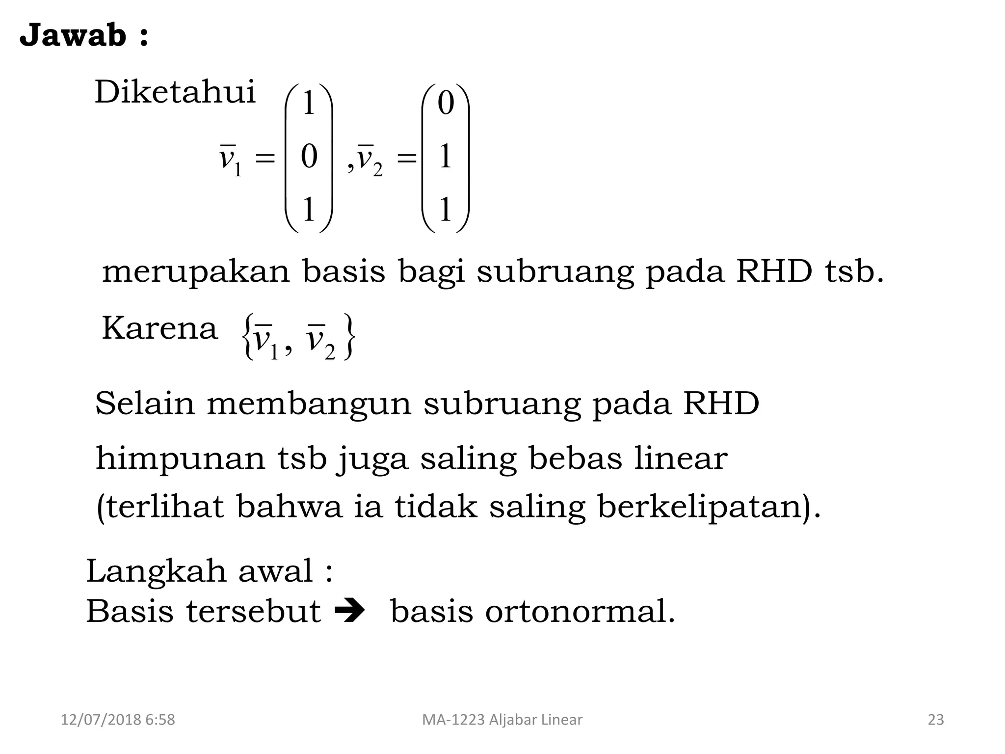 Ruang Hasil kali Dalam ( Aljabar Linear Elementer ) | PPTX