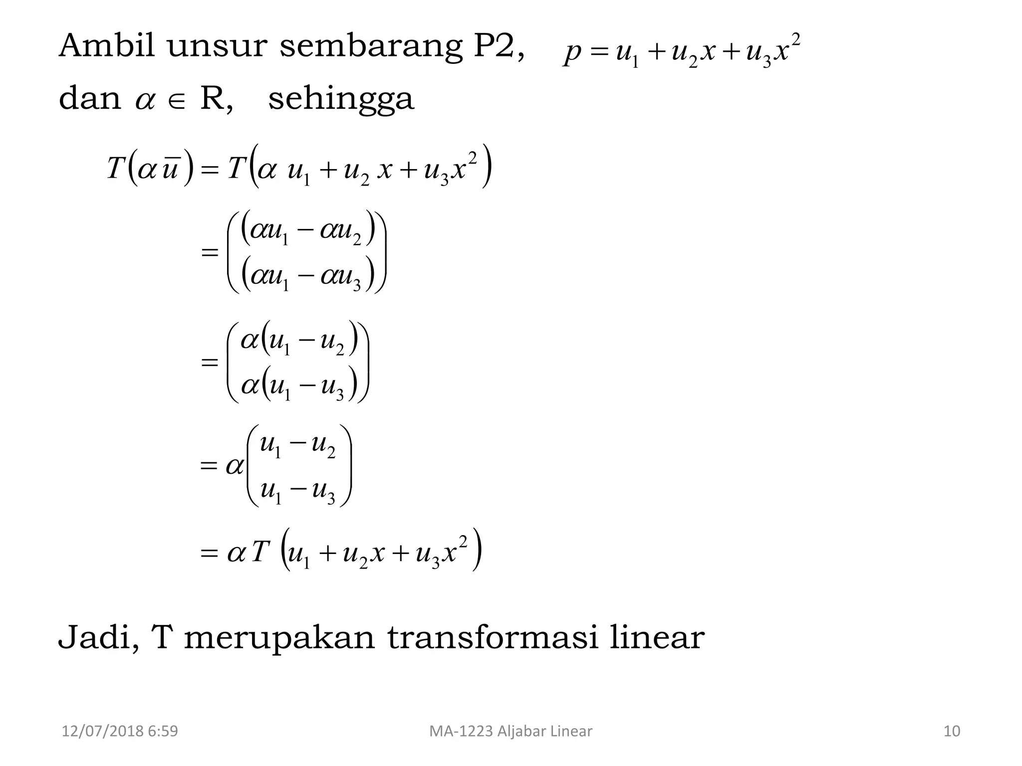 Transformasi Linear ( Aljabar Linear Elementer ) | PPTX