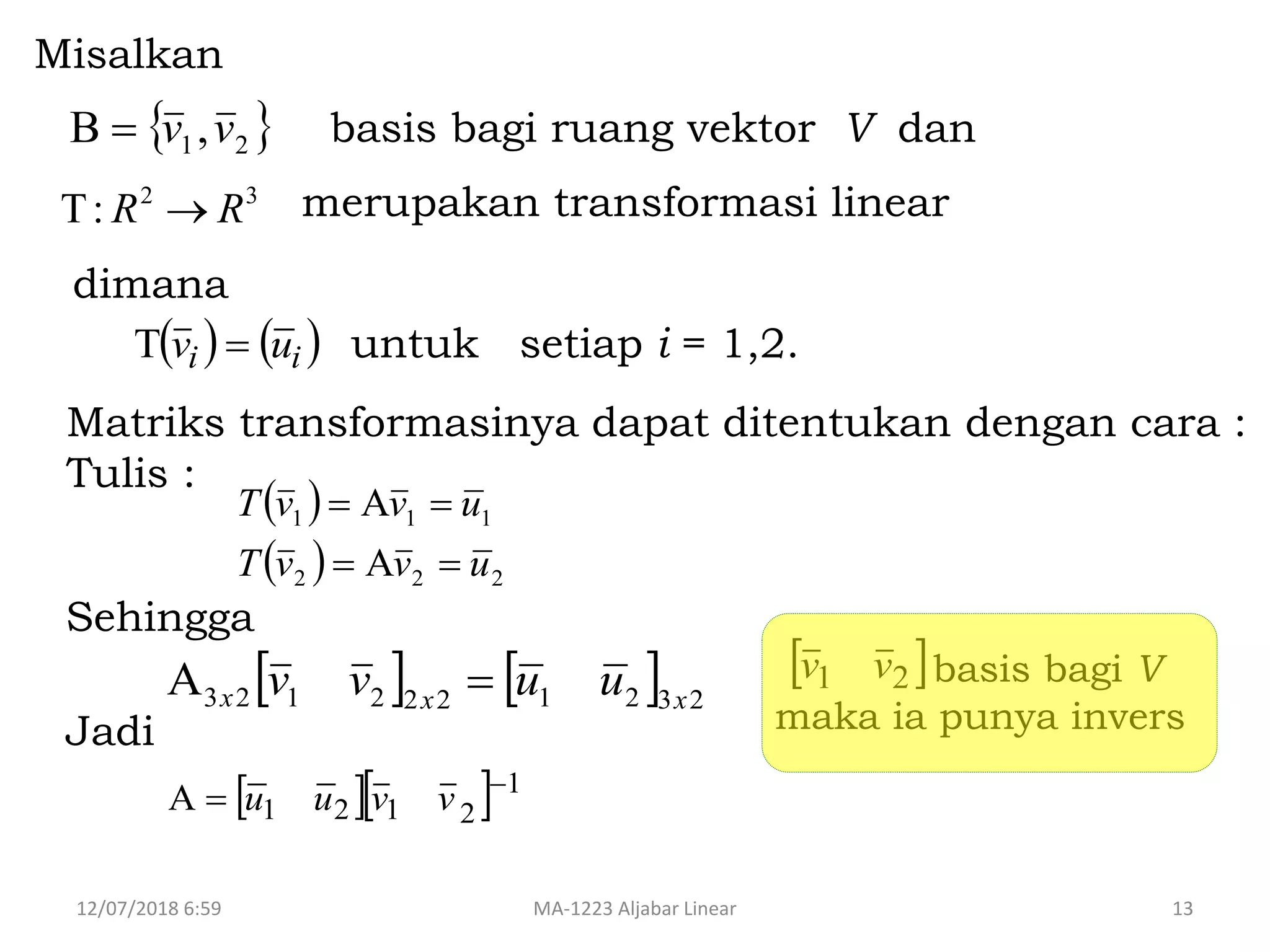 Transformasi Linear ( Aljabar Linear Elementer ) | PPTX