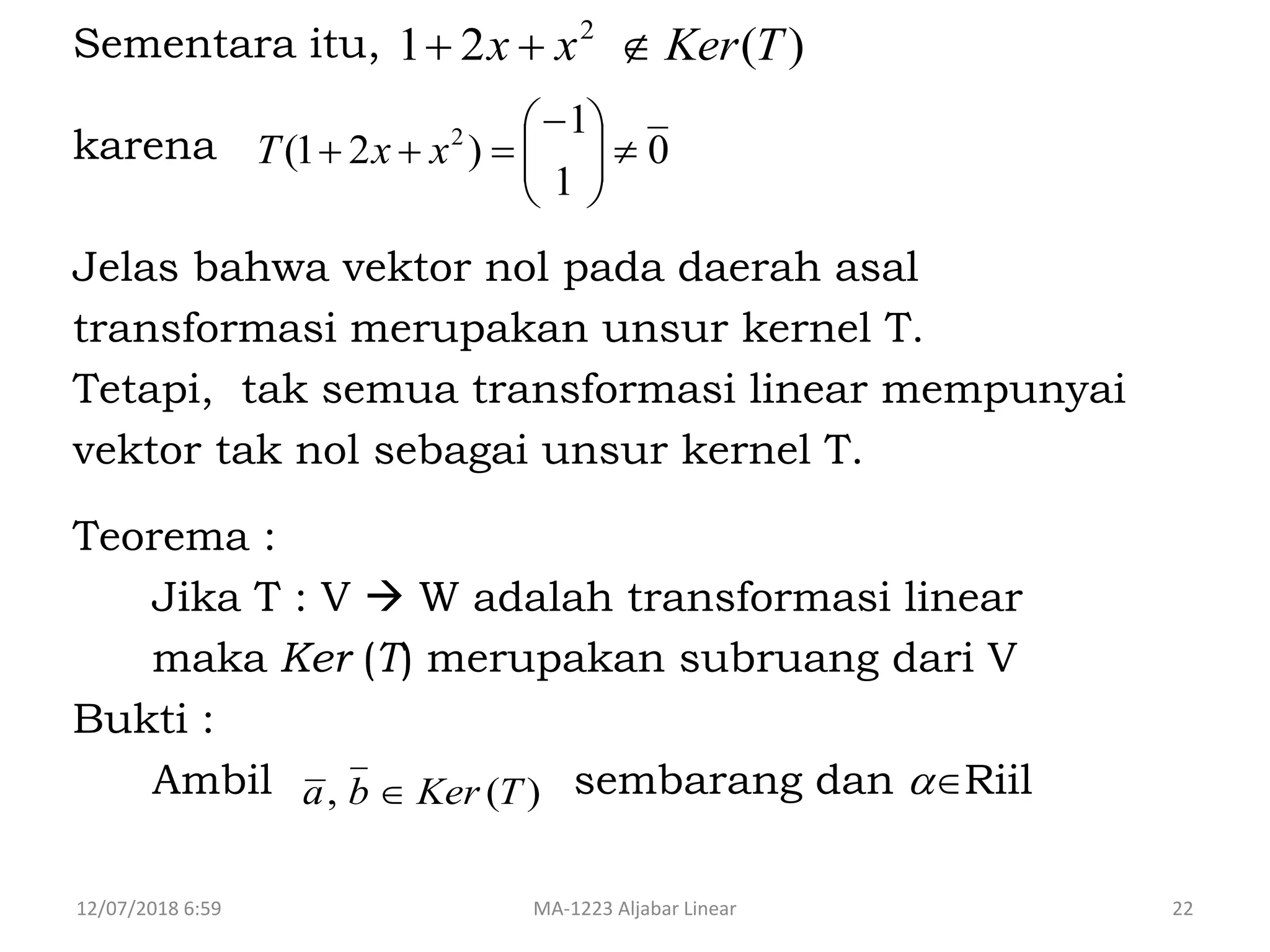 Transformasi Linear ( Aljabar Linear Elementer ) | PPTX