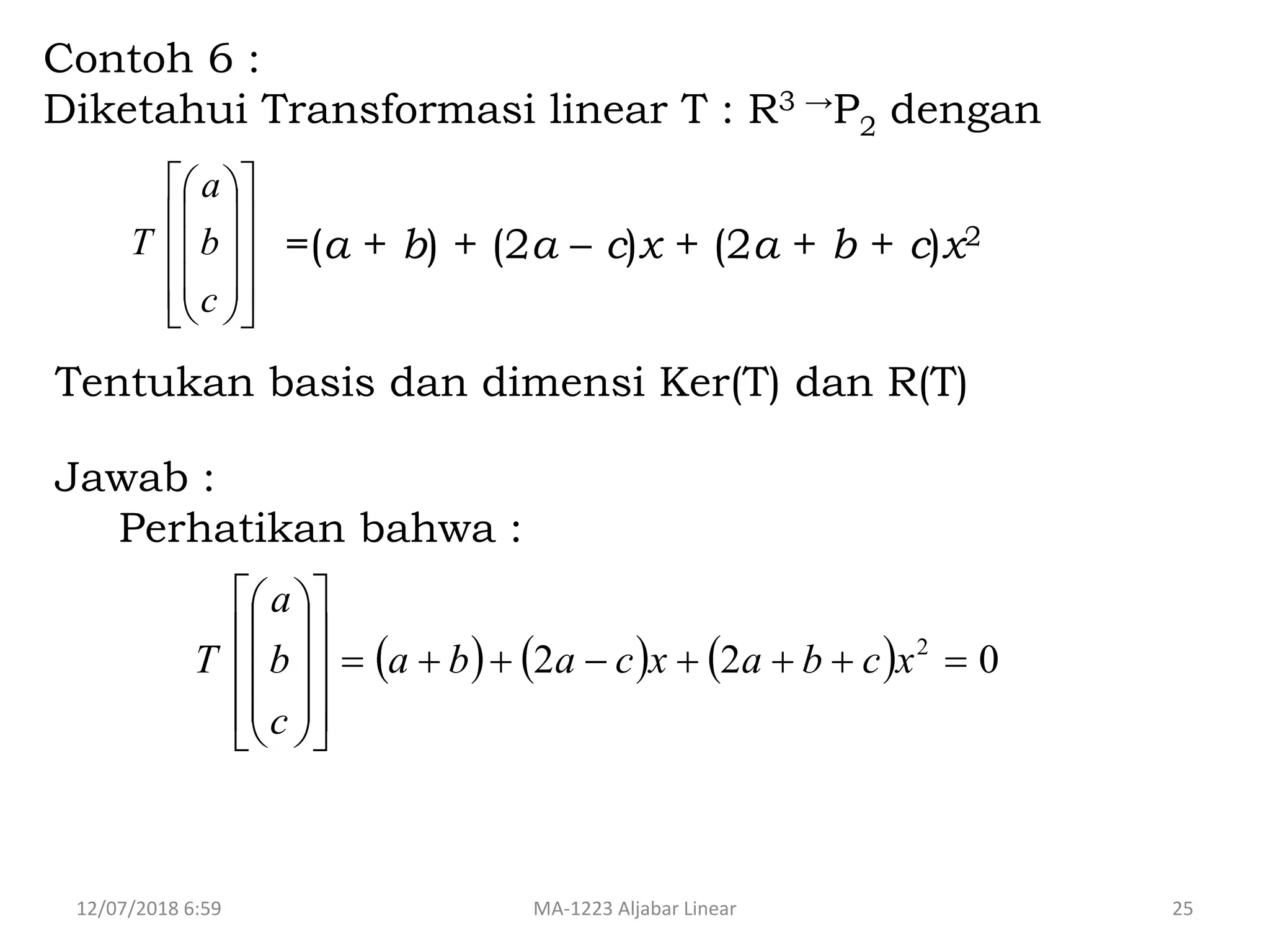Transformasi Linear ( Aljabar Linear Elementer ) | PPTX