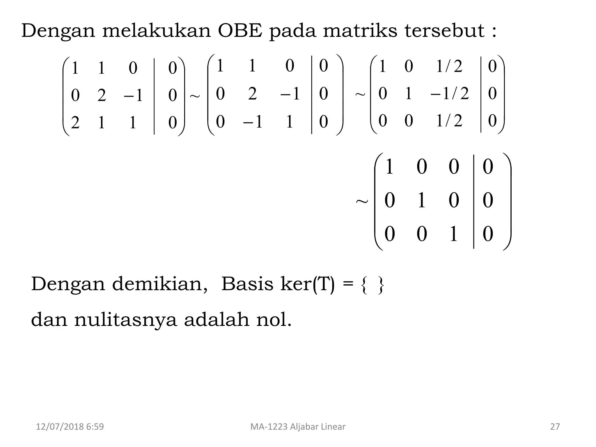 Transformasi Linear Aljabar Linear Elementer Ppt