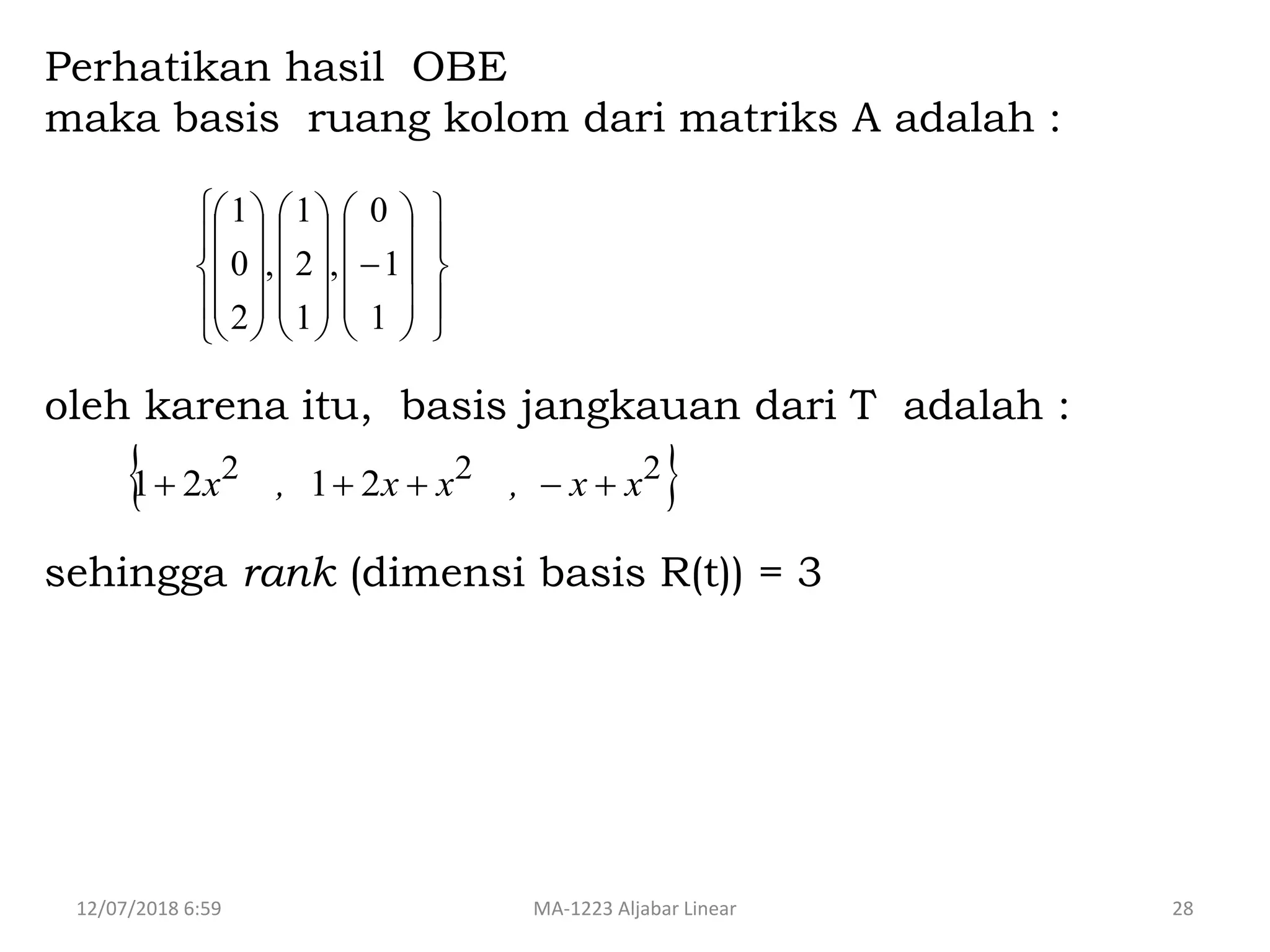 Transformasi Linear ( Aljabar Linear Elementer ) | PPTX