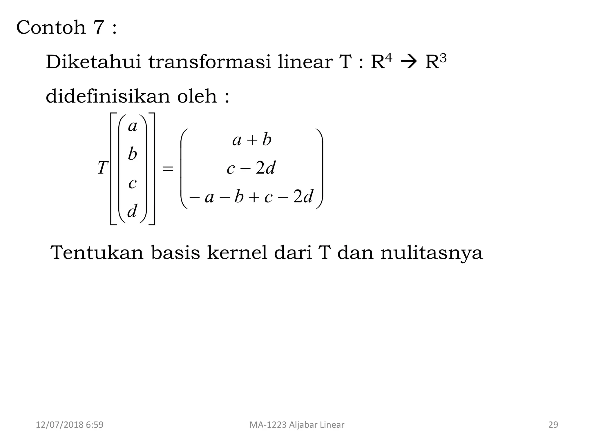 Transformasi Linear ( Aljabar Linear Elementer ) | PPTX