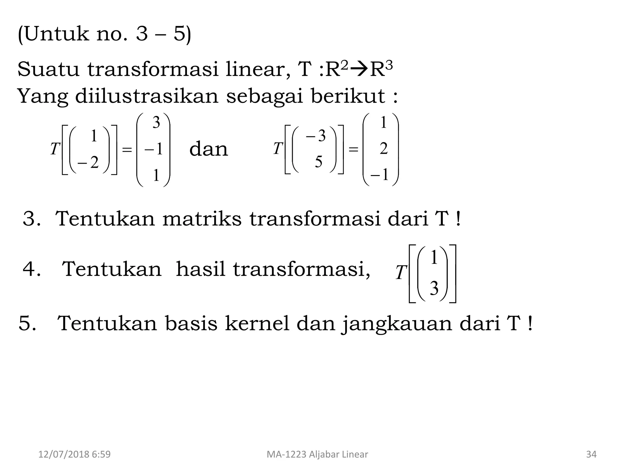 Transformasi Linear ( Aljabar Linear Elementer ) | PPTX