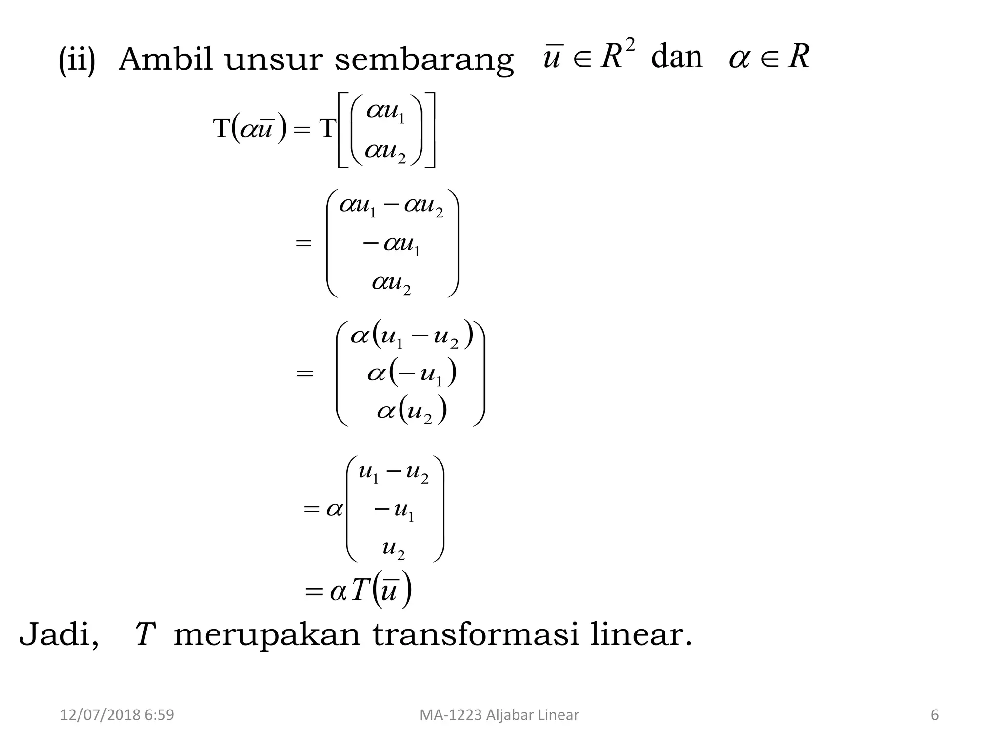 Transformasi Linear ( Aljabar Linear Elementer ) | PPTX