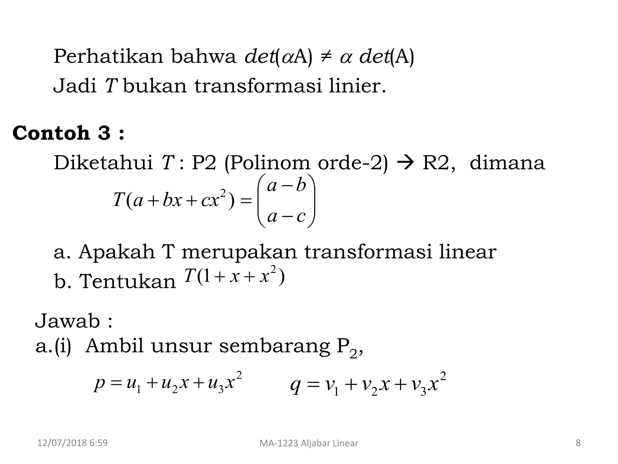 Transformasi Linear ( Aljabar Linear Elementer ) | PPTX