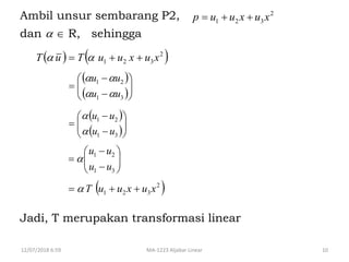 Transformasi Linear ( Aljabar Linear Elementer ) | PPTX