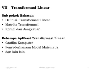 Transformasi Linear ( Aljabar Linear Elementer ) | PPTX