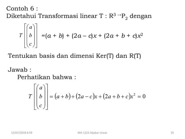 Transformasi Linear ( Aljabar Linear Elementer ) | PPTX