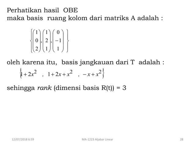 Transformasi Linear ( Aljabar Linear Elementer ) | PPTX