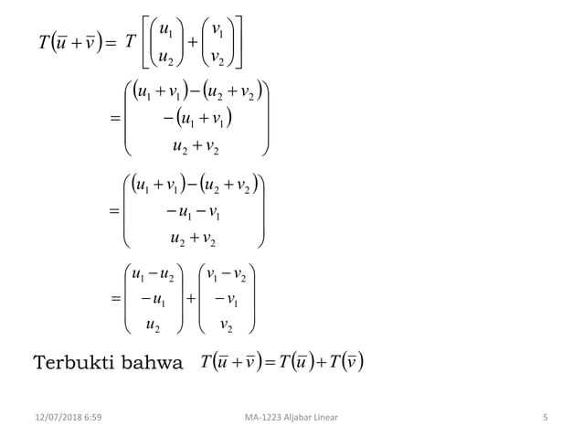 Transformasi Linear ( Aljabar Linear Elementer ) | PPTX