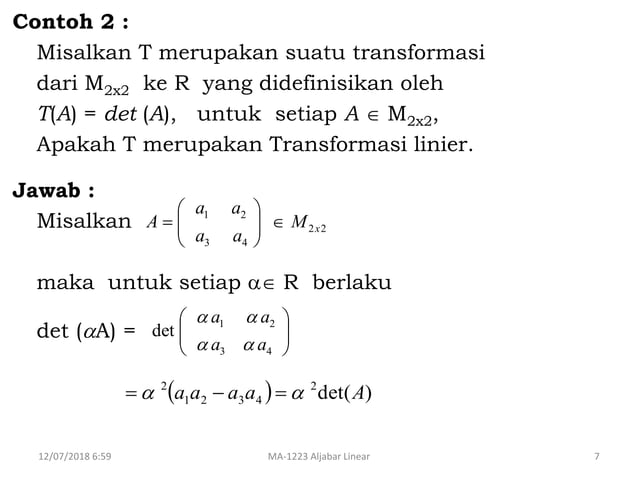 Transformasi Linear ( Aljabar Linear Elementer ) | PPTX