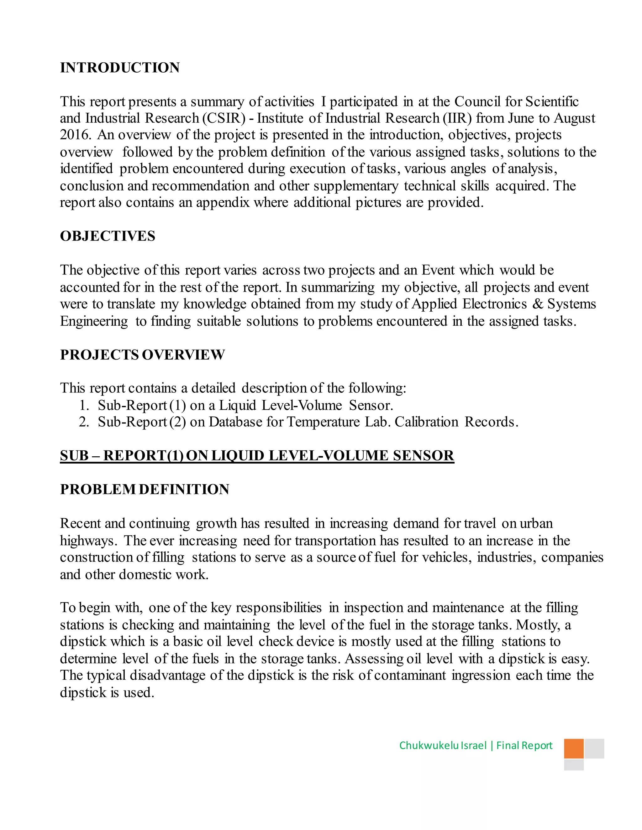 End of Internship Report | DOCX