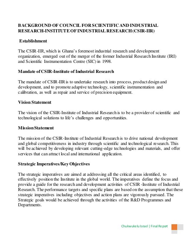 End of Internship Report