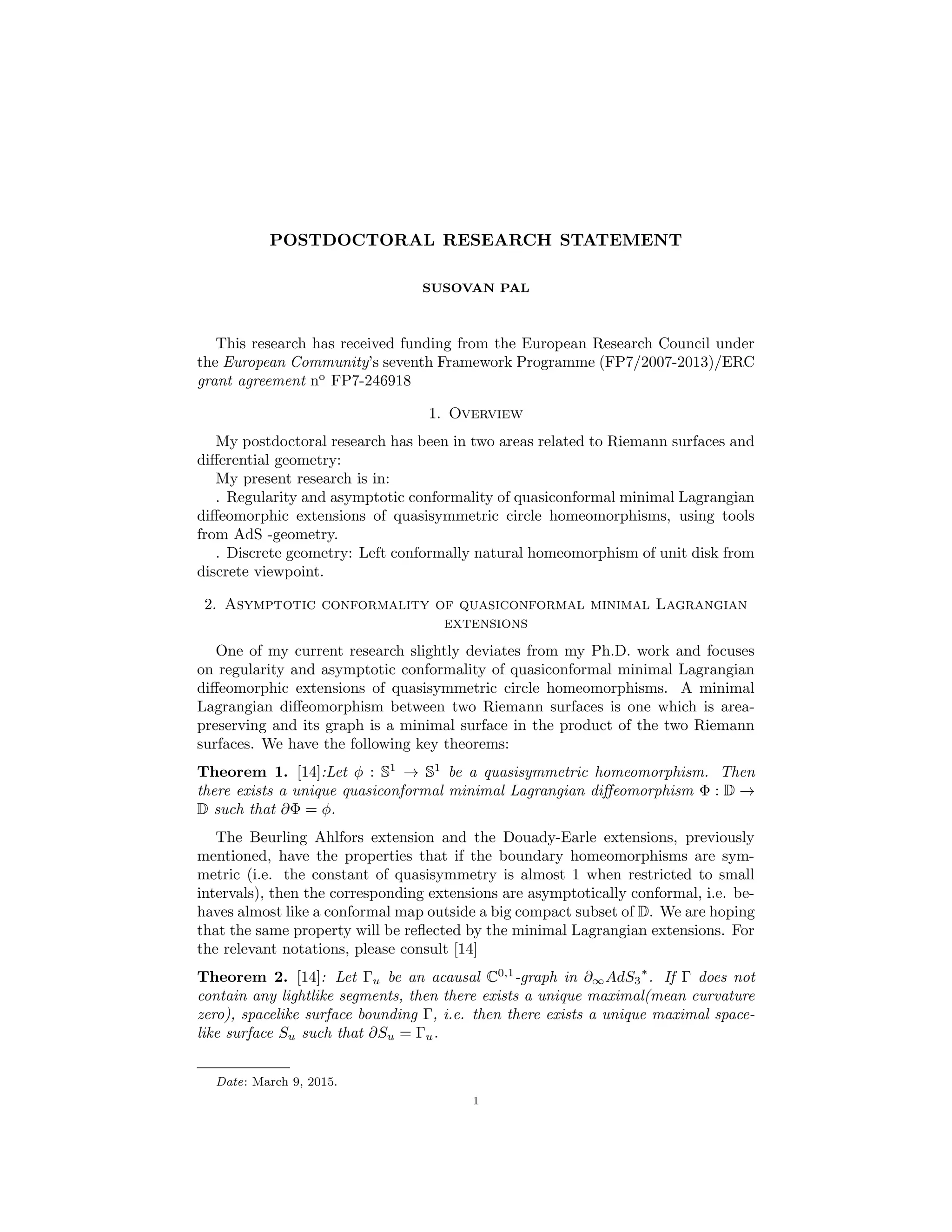 Postdoctoral research statement | PDF