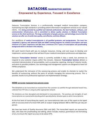 DatacoreTranscriptionServices_CompanyProfile | DOC