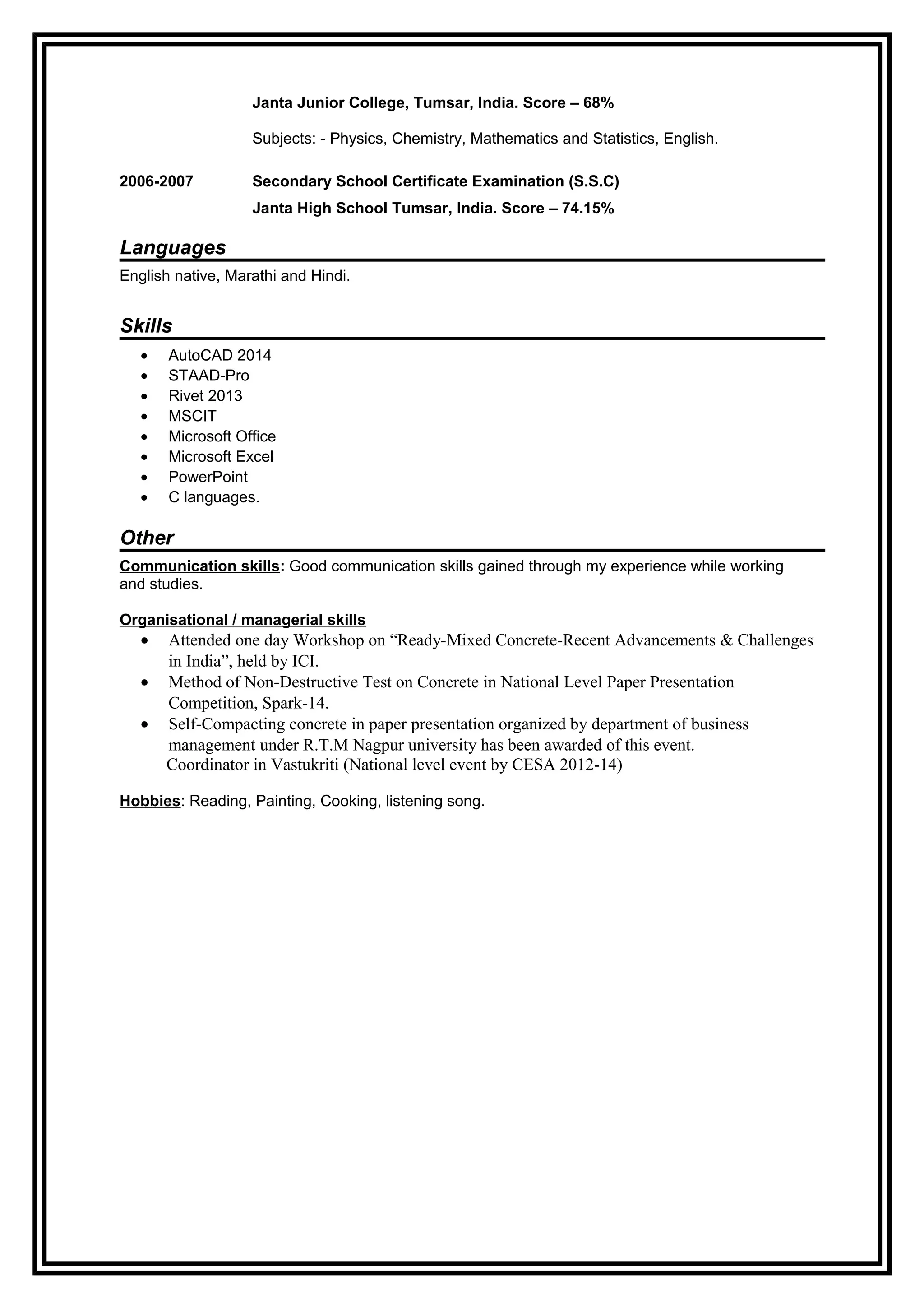 Resume shital | DOC