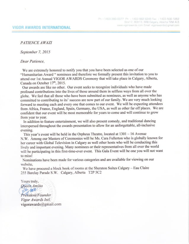 Patience Awazi - Humanitarian Nominee (1) | PDF