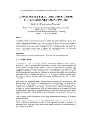 I MAGE S UBSET S ELECTION U SING G ABOR F ILTERS A ND N EURAL N ETWORKS | PDF