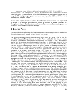 P ERFORMANCE A NALYSIS O F A DAPTIVE N OISE C ANCELLER E MPLOYING N LMS ...