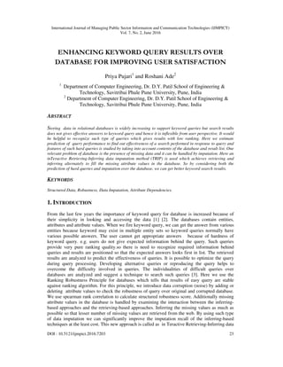 Enhancing Keyword Query Results Over Database for Improving User Satisfaction | PDF