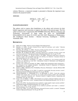 Inventory Models Involving Lead Time Crashing Cost as an Exponential Function | PDF