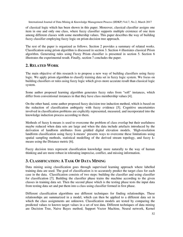 Building a Classifier Employing Prism Algorithm with Fuzzy Logic | PDF