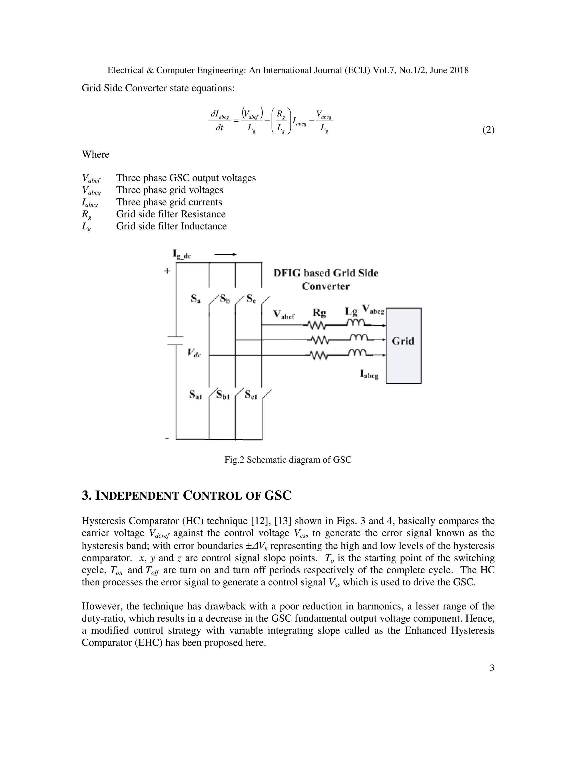 GRID SIDE CONVERTER CONTROL IN DFIG BASED WIND SYSTEM USING ENHANCED HYSTERESIS CONTROLLER | PDF ...