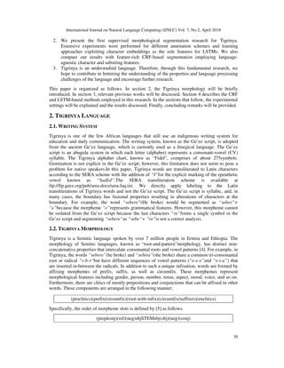 MORPHOLOGICAL SEGMENTATION WITH LSTM NEURAL NETWORKS FOR TIGRINYA | PDF