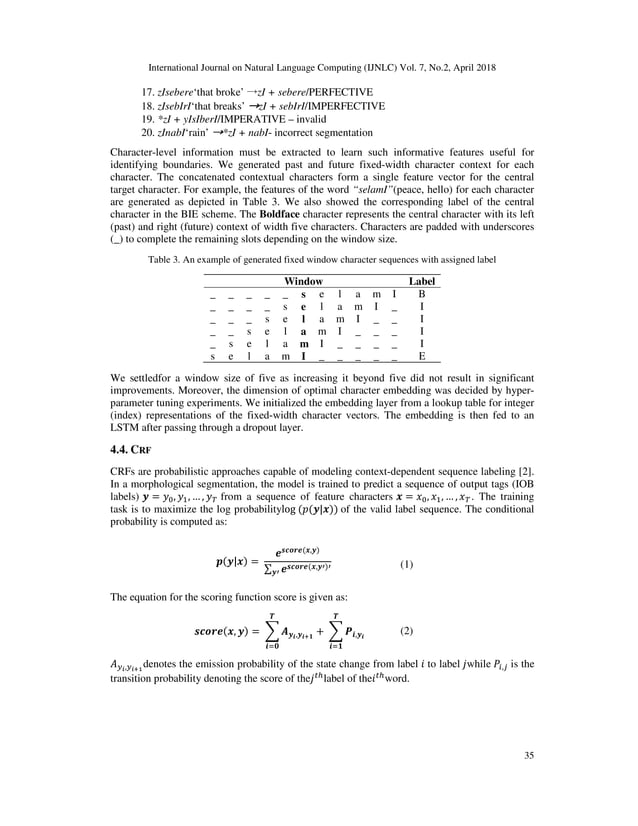 MORPHOLOGICAL SEGMENTATION WITH LSTM NEURAL NETWORKS FOR TIGRINYA | PDF