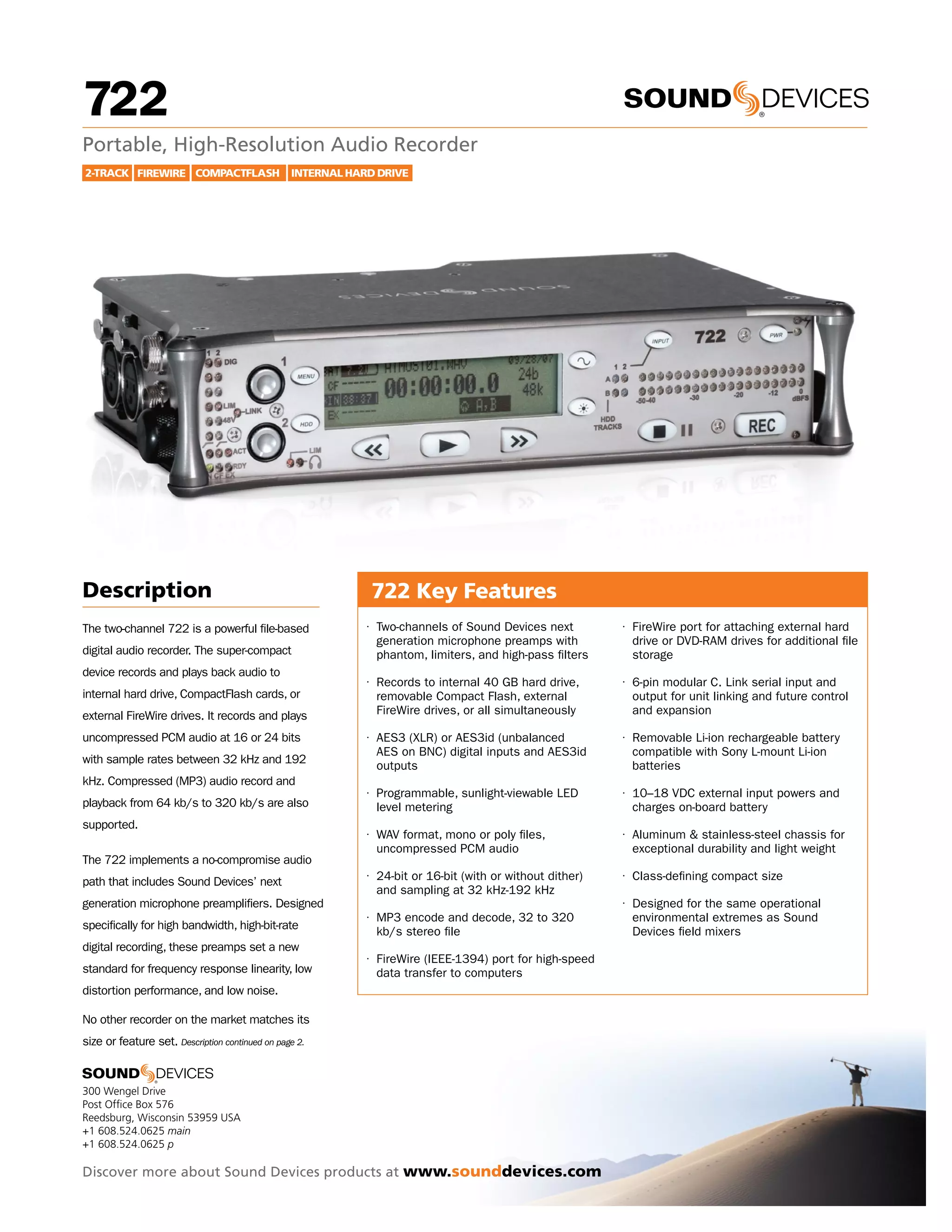 Sound Devices 722 | PDF