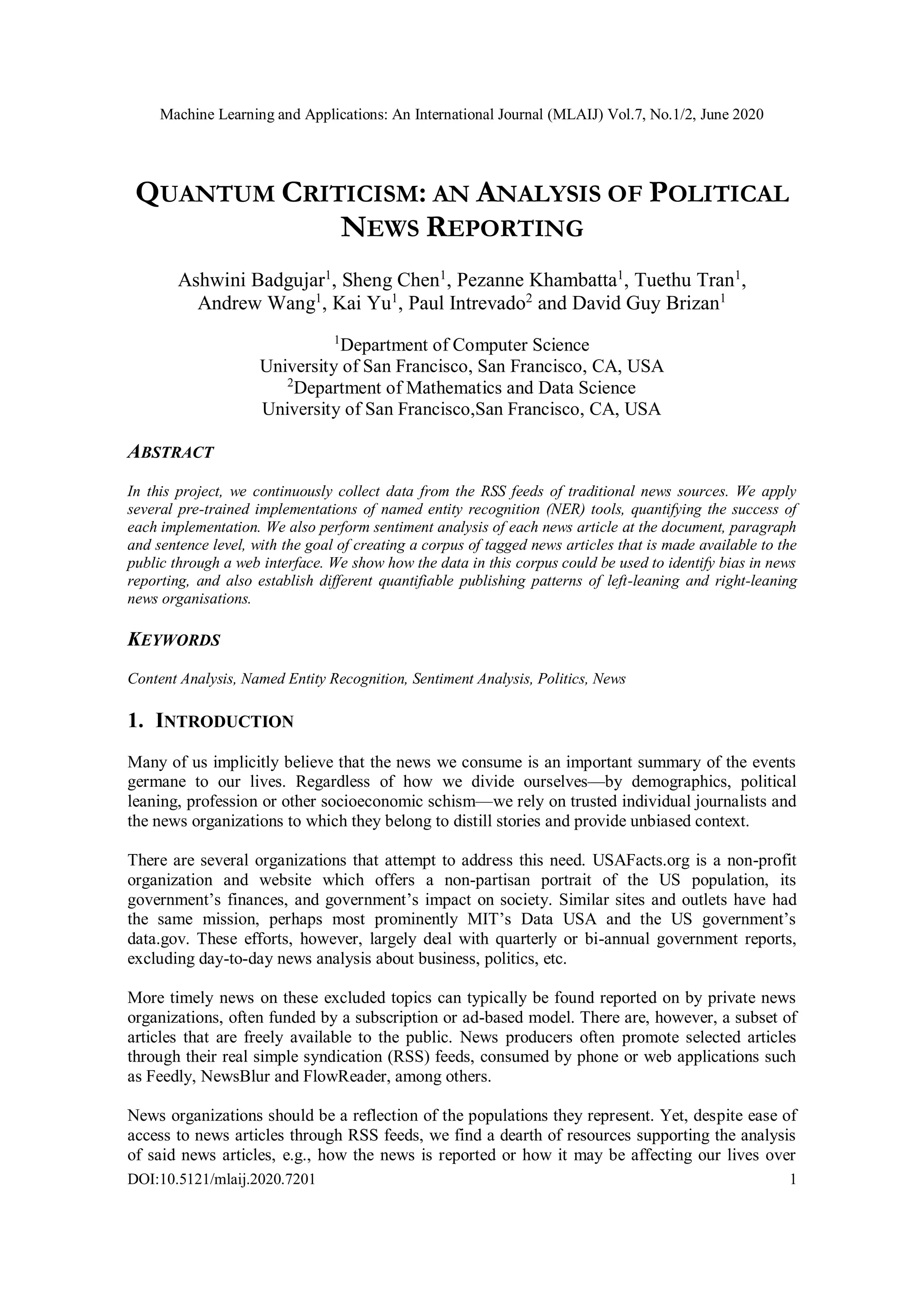 Quantum Criticism: an Analysis of Political News Reporting | PDF