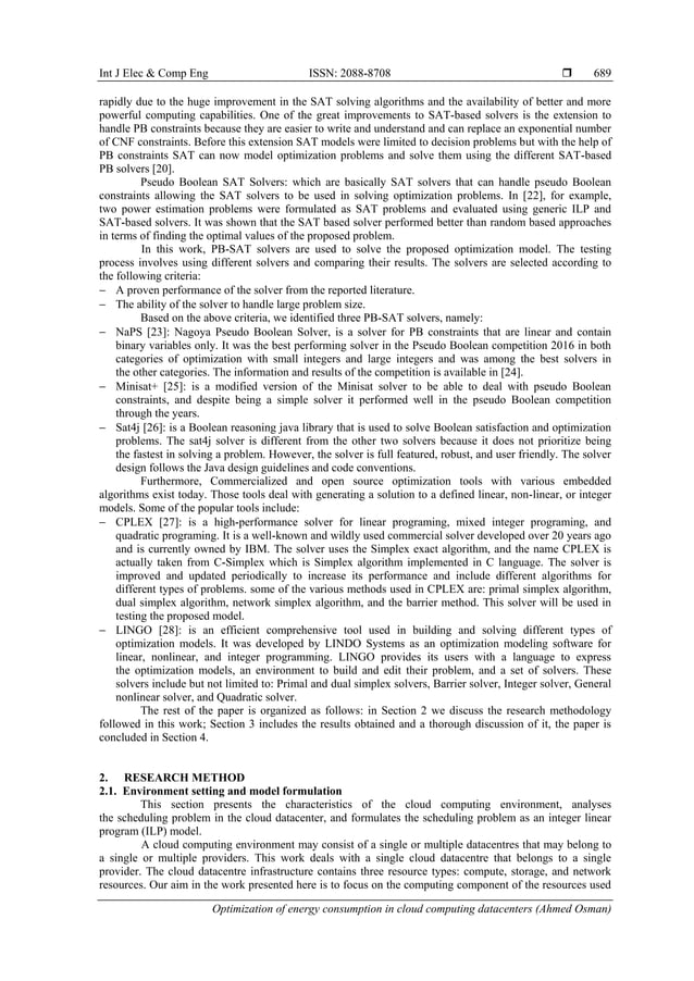 Optimization Of Energy Consumption In Cloud Computing Datacenters Pdf