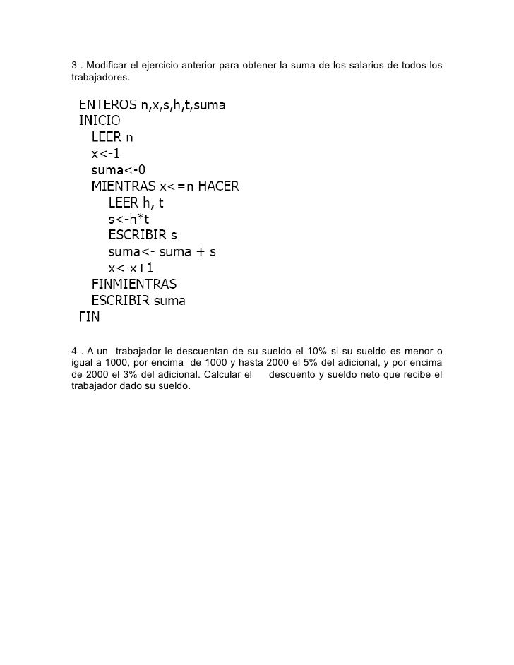 Ejercicios Pseint Problemas Resueltos Para Practicar