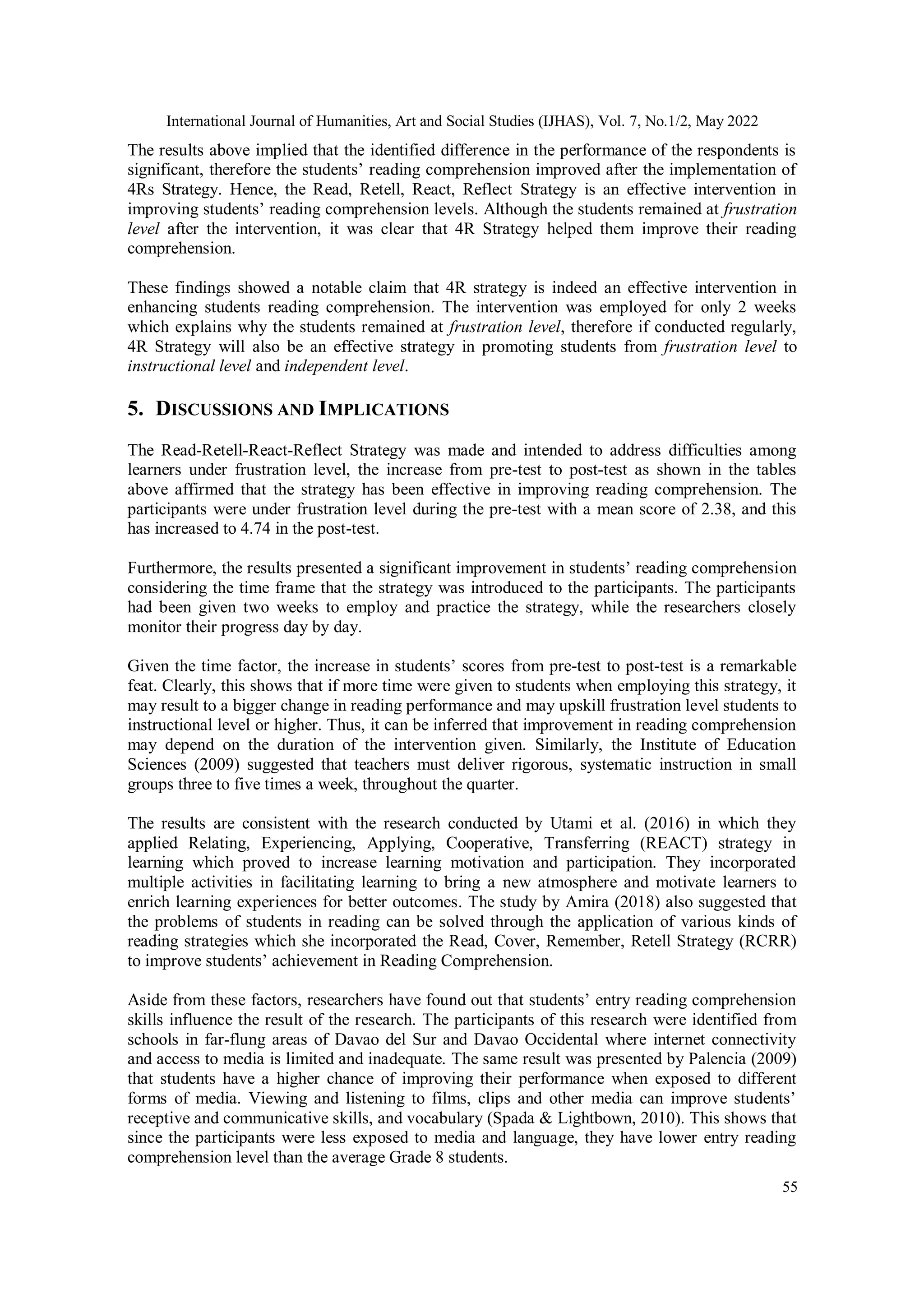 IMPROVING THE READING COMPREHENSION OF GRADE 8 LEARNERS USING 4RS (READ ...