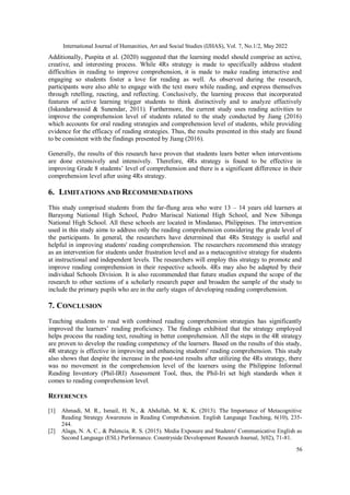 IMPROVING THE READING COMPREHENSION OF GRADE 8 LEARNERS USING 4RS (READ ...