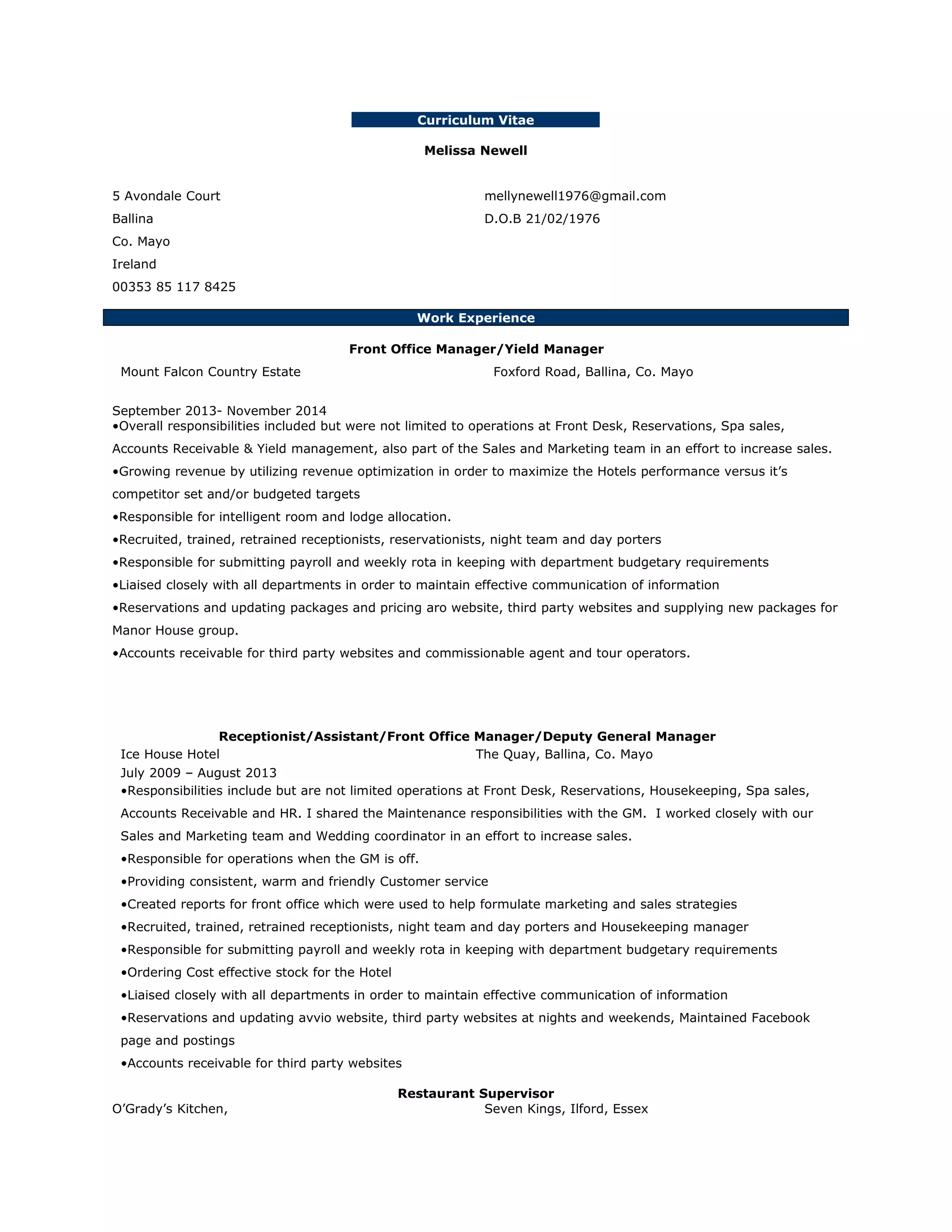 Melissa Newell Resume (1) (2) | DOC