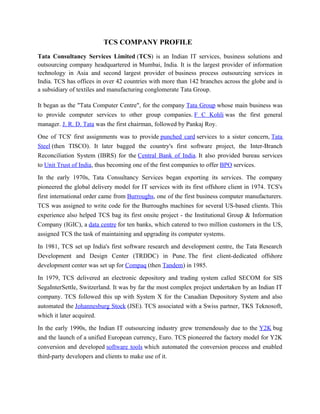 72264617-Tcs-Company-Profile.pdf | Business | Business and Finance