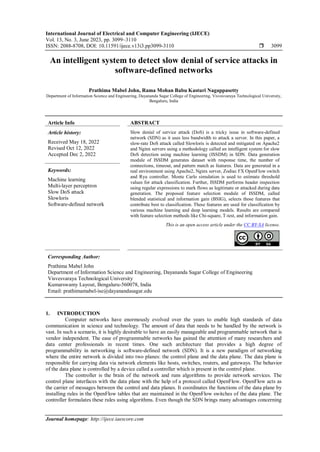 An intelligent system to detect slow denial of service attacks in software-defined networks | PDF
