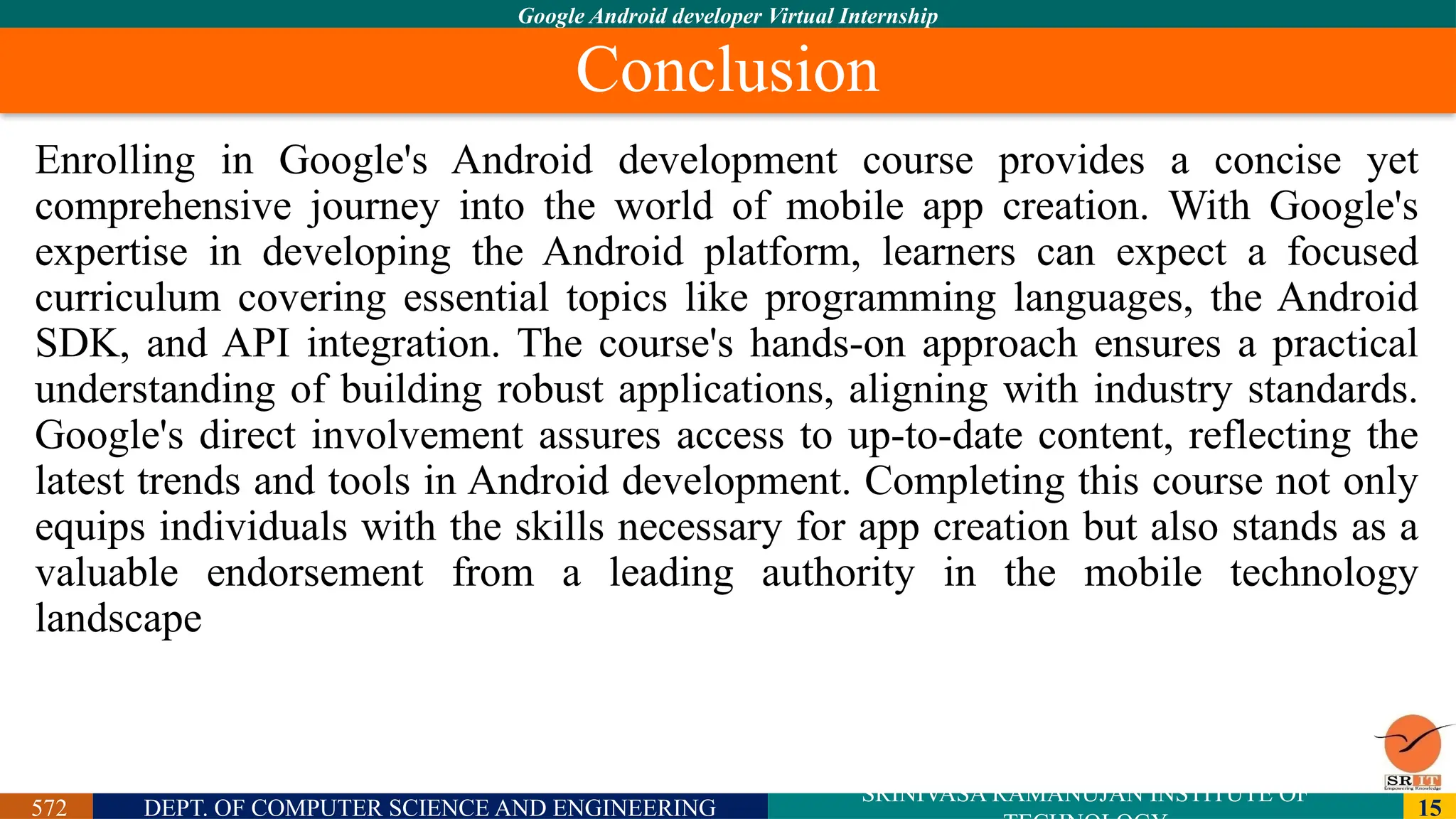 Google Android developer internship cohort 8 | PPTX