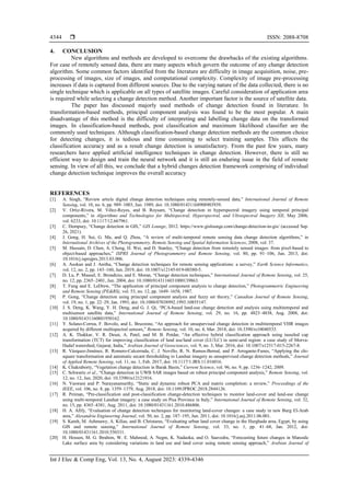 Performance analysis of change detection techniques for land use land ...