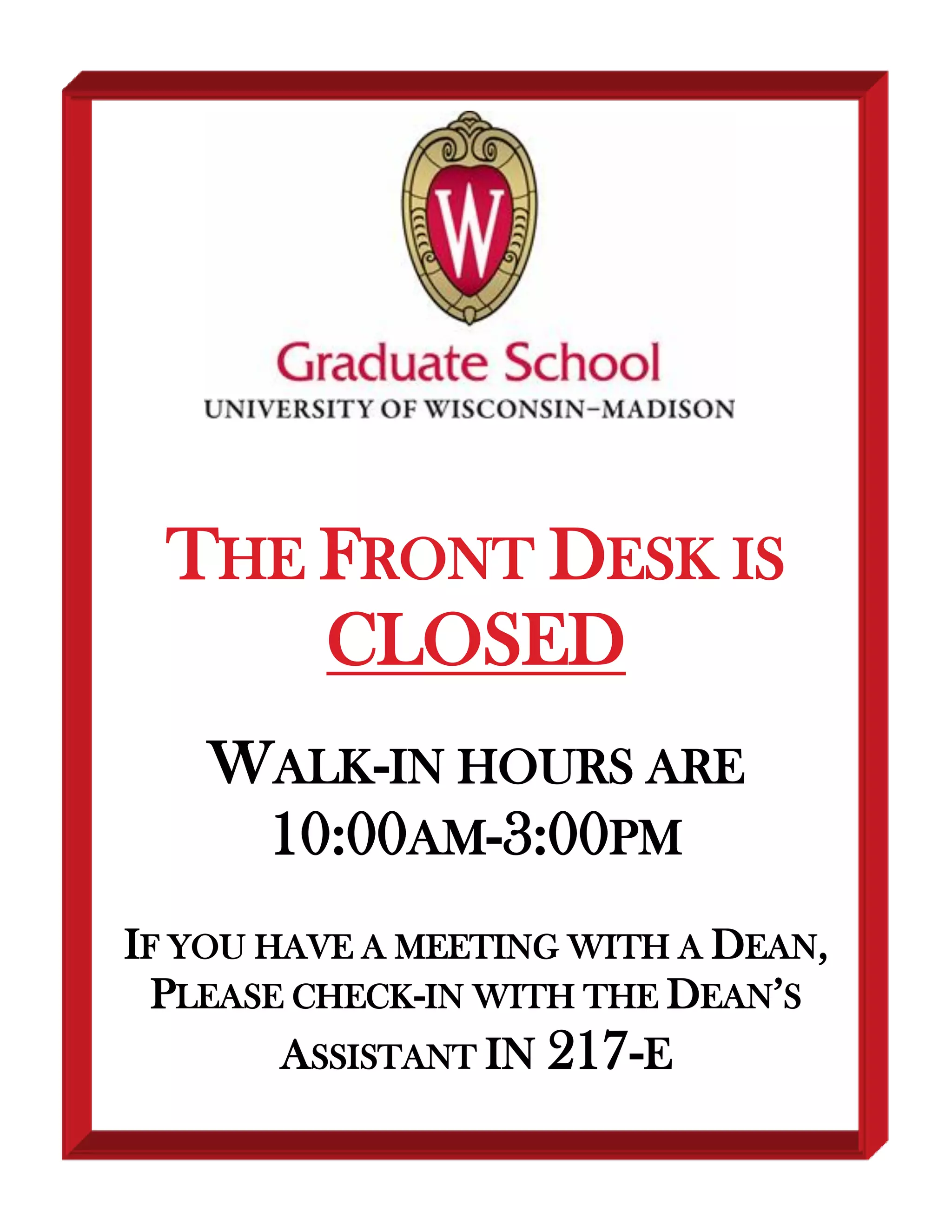 Front Desk Closed Sign | PDF