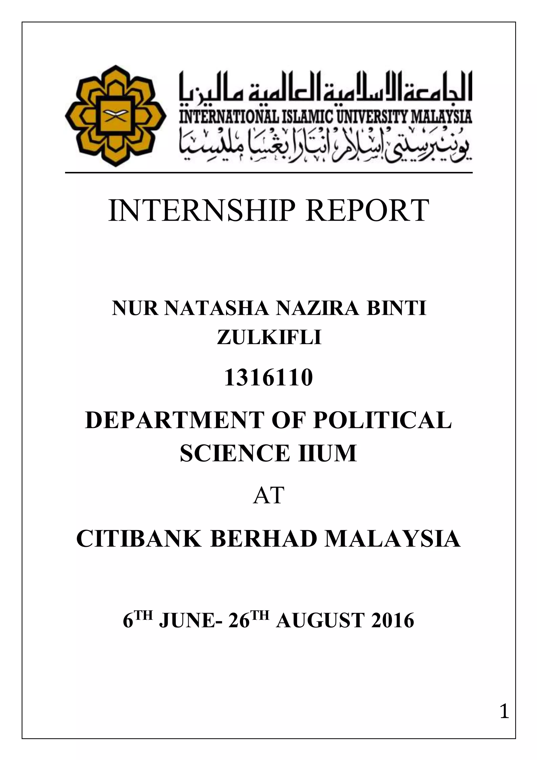 INTERNSHIP REPORT NATASHA NAZIRA | DOCX