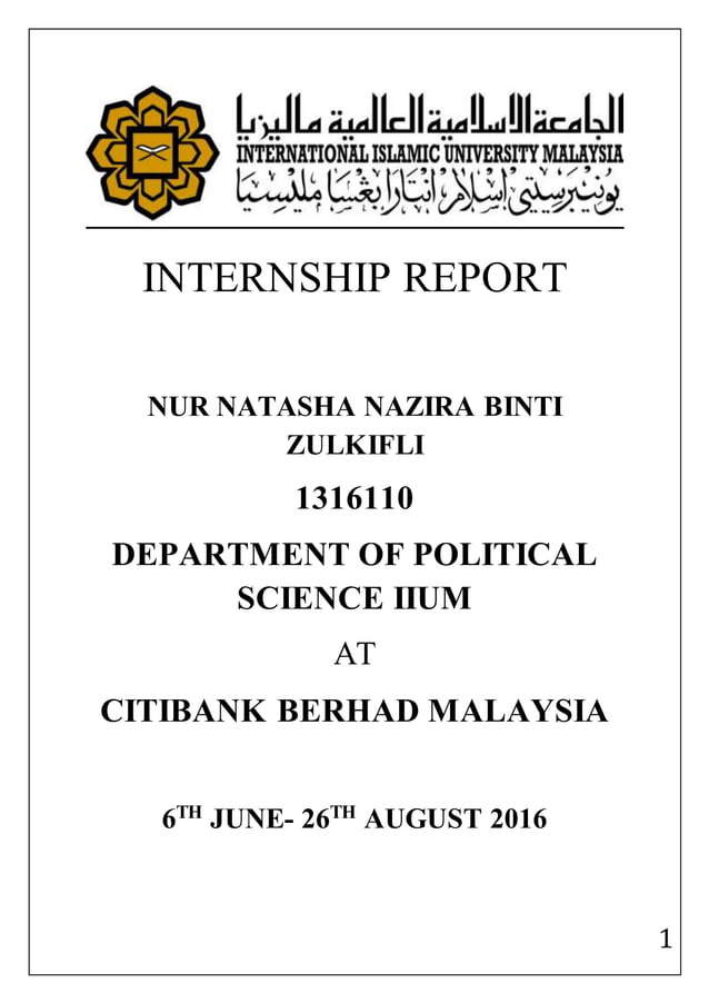 INTERNSHIP REPORT NATASHA NAZIRA | DOCX | Undergraduate Education | College Education