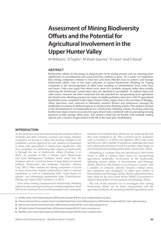 M Williams et al - Assessment of Mining Biodiversity Offsets and the Potential for Agricultural ...