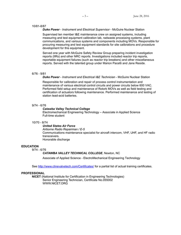 2016 Resume for Timothy Cline | PDF | Radio Control | Hobbies & Interests