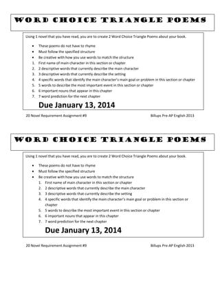 20 novel requirement assignment 9 Word Choice Triangle Poem | PDF